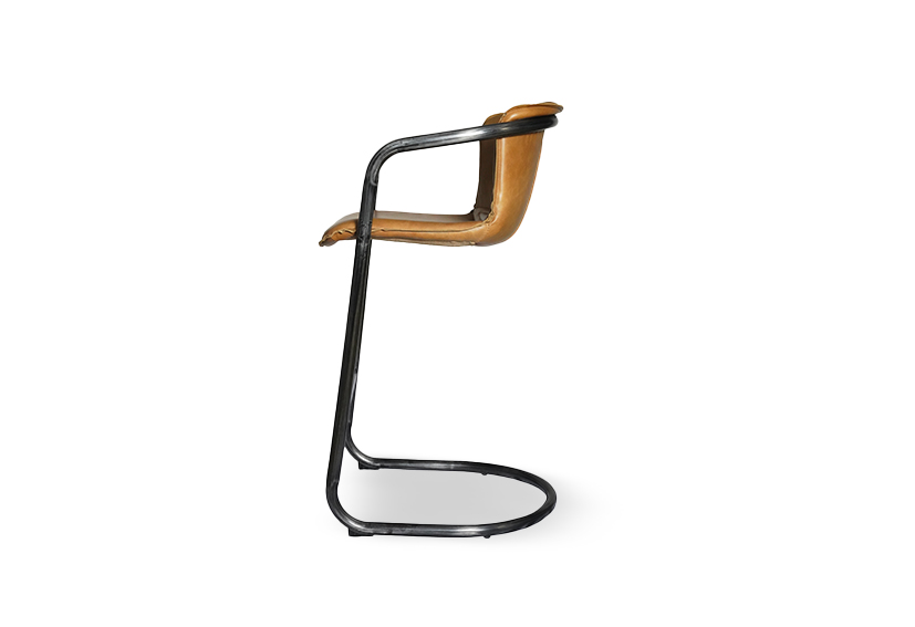 Industrial Leather Bar Stool-Cognac-MIAMI HI CHAIR-Iconic Society