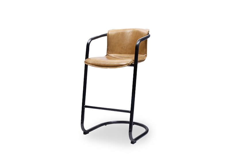 Industrial Leather Bar Stool-Cognac-MIAMI HI CHAIR-Iconic Society